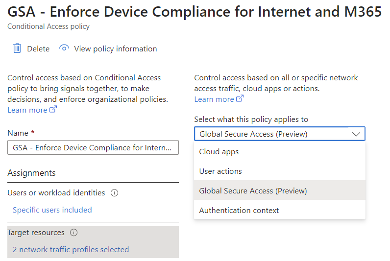 Global Secure Access in Conditional Access